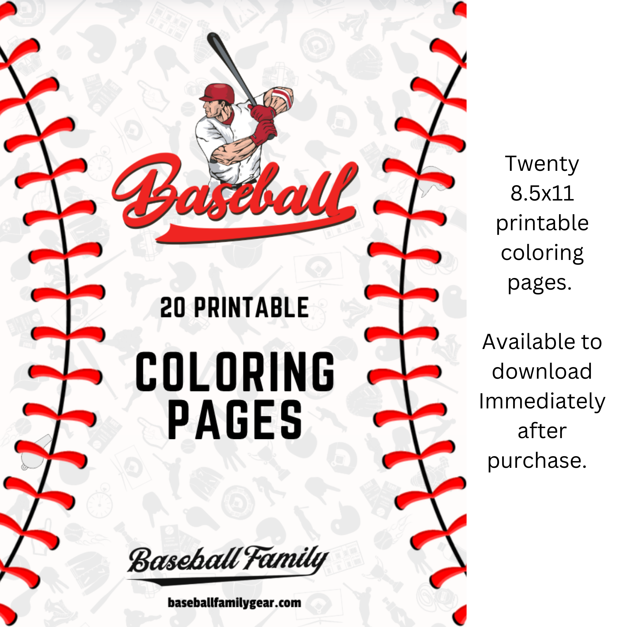 Baseball Coloring Pages - Baseball Family Gear